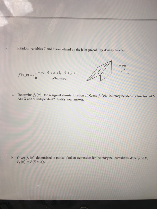 Solved 7. Random variables X and Yare defined by the joint | Chegg.com