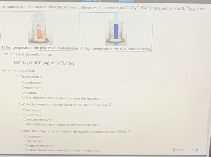 Solved han aqueous chloride solution cobalt(it) exists in | Chegg.com