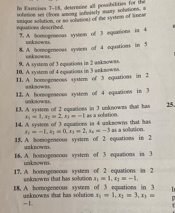 Solved 11. A homogeneous system of 3 equations in unknowns. | Chegg.com