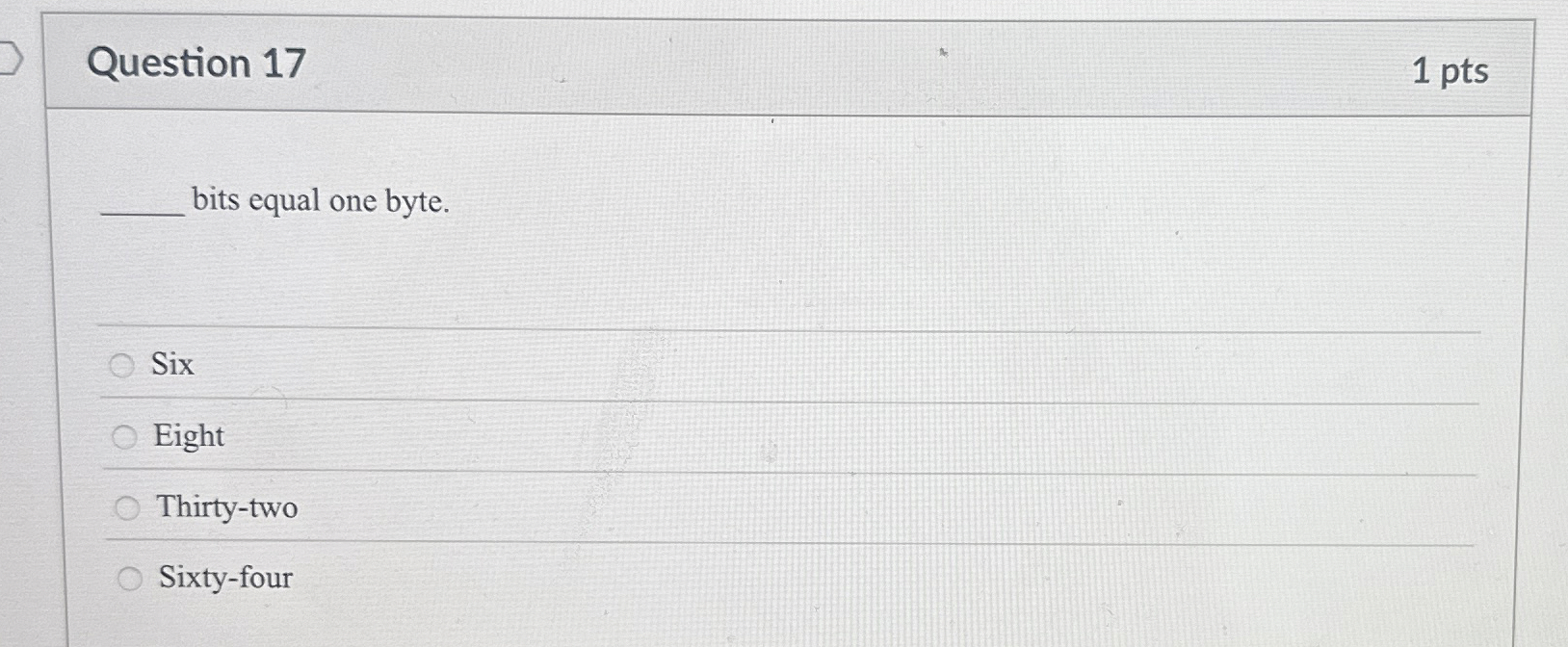 Solved Question 171 ﻿ptsbits equal one | Chegg.com