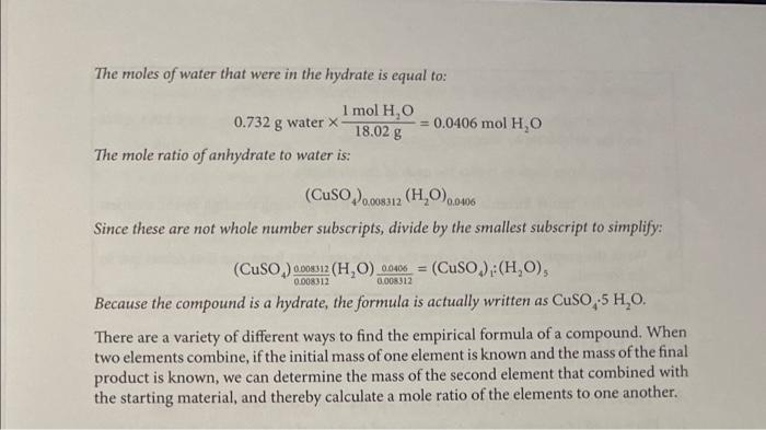 Solved C. Empirical Formula of an Unknown Hydrate Formula of | Chegg.com