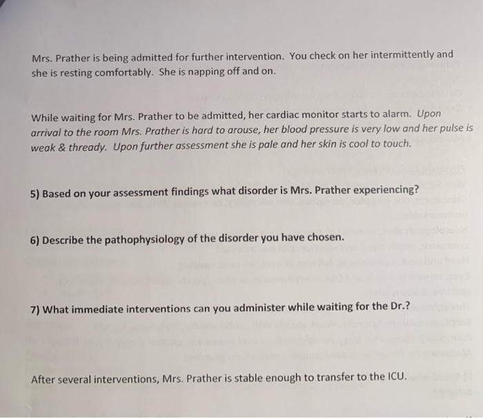 Solved Mrs. Prather is a 54 year old female who arrived at | Chegg.com