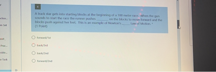 Solved y 4 actice. A track star gets into starting blocks at | Chegg.com