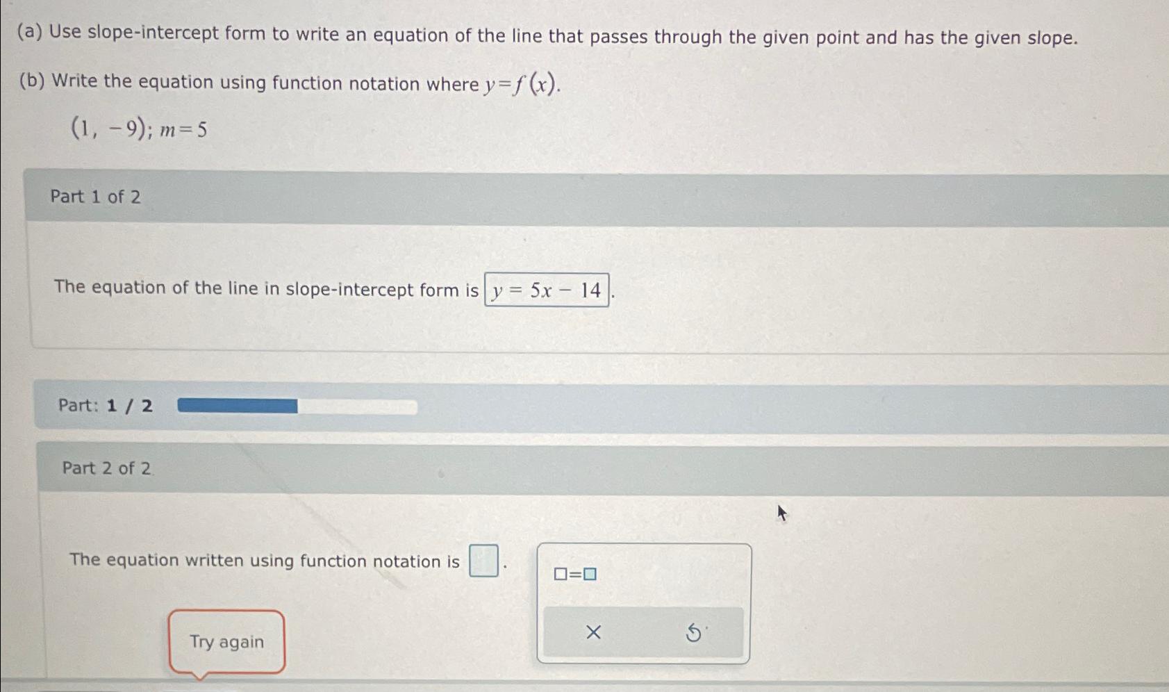 Solved (a) ﻿Use slope-intercept form to write an equation of | Chegg.com