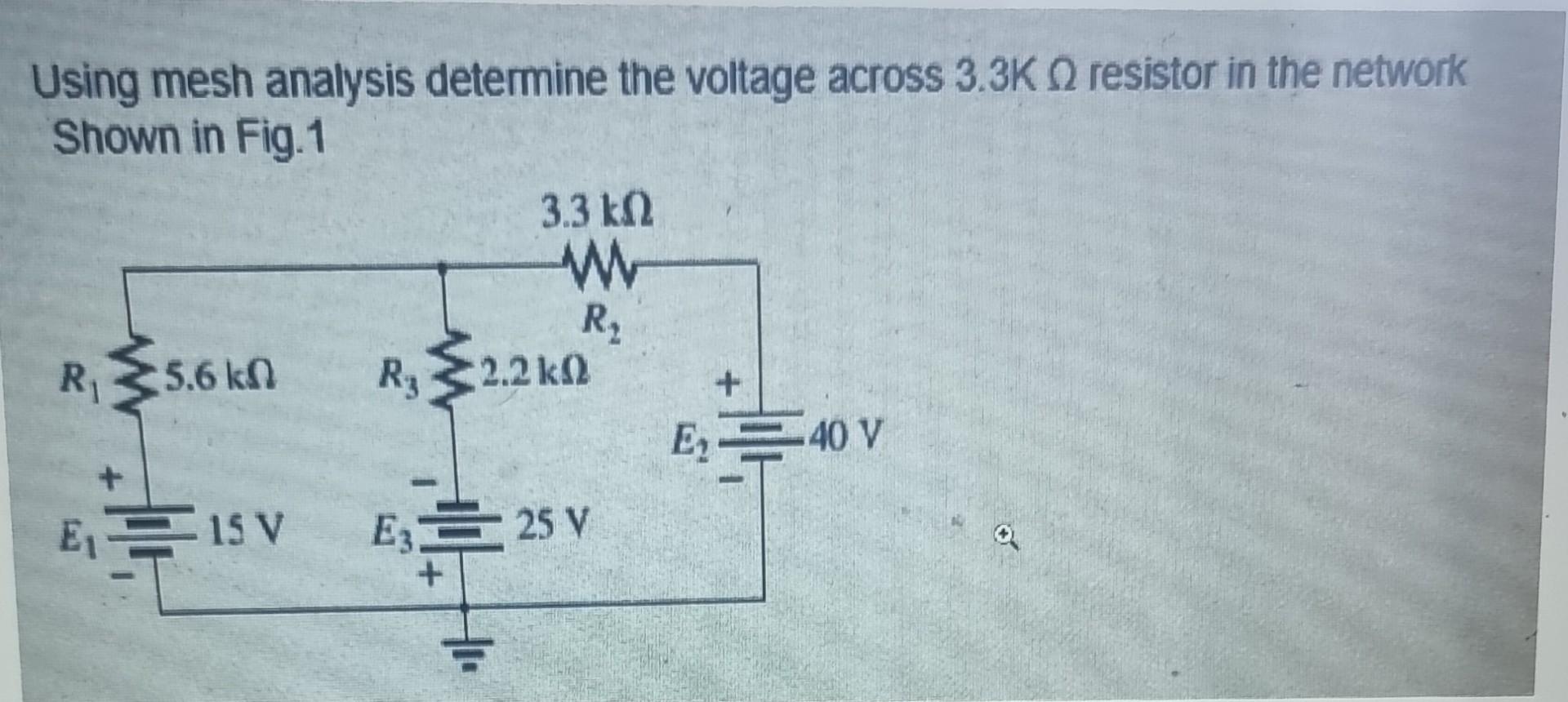 Solved Using mesh analysis determine the voltage across 3.3 | Chegg.com