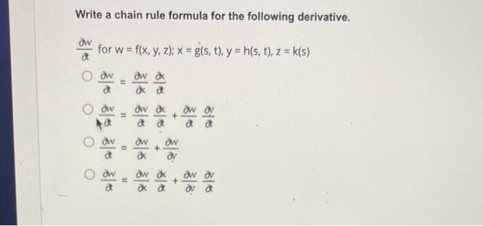 Solved Write a chain rule formula for the following | Chegg.com