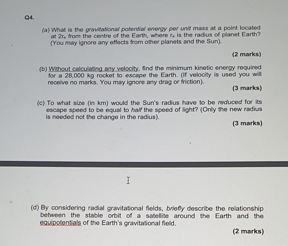 Solved Q4. (a) What is the gravitational potential energy | Chegg.com