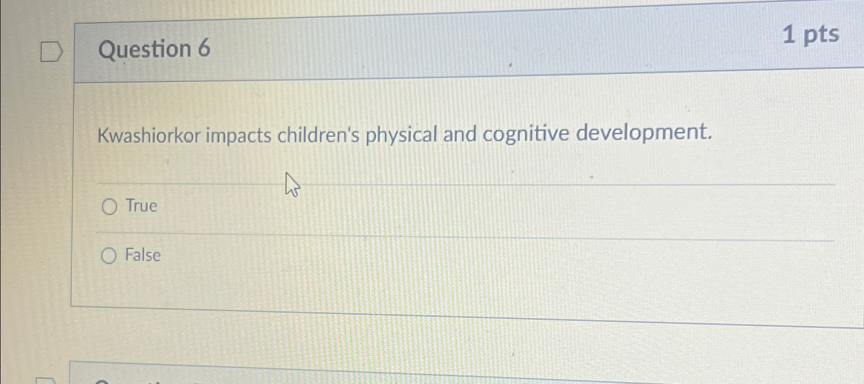 Solved Question 61ptsKwashiorkor impacts children's physical | Chegg.com