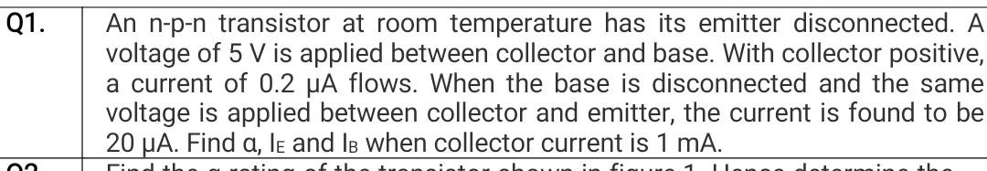 Solved \begin{tabular}{l|l} \hline Q1. & An n-p-n transistor | Chegg.com