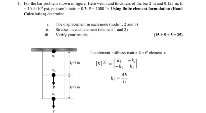 Solved 1. For the bar problem shown in figure. Here width | Chegg.com