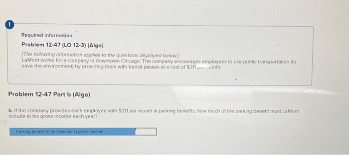 Solved Required information Problem 12.47 (LO 12-3) (Algo) | Chegg.com