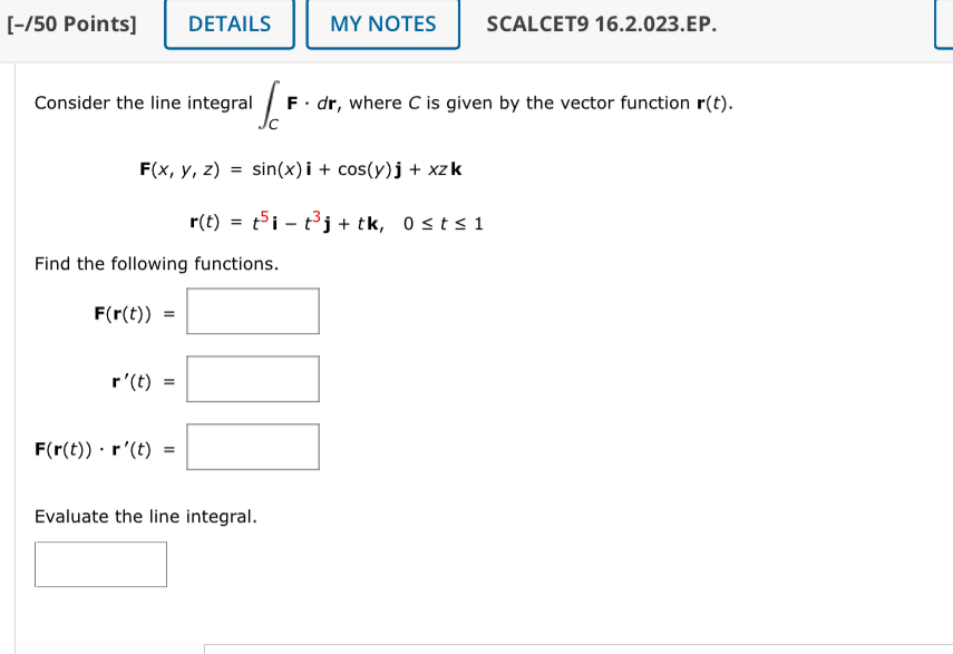 Solved [-/50 ﻿Points]SCALCET9 16.2.023.EP.Consider the line | Chegg.com
