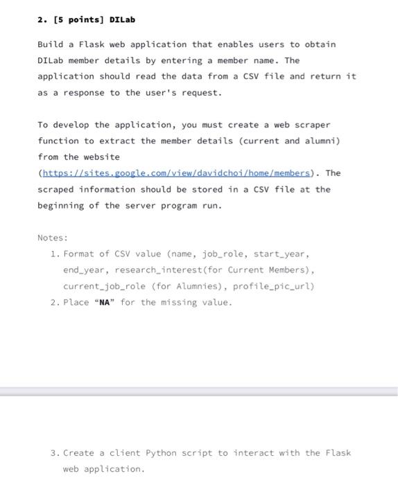 Solved 2. [5 points] DILab Build a Flask web application | Chegg.com
