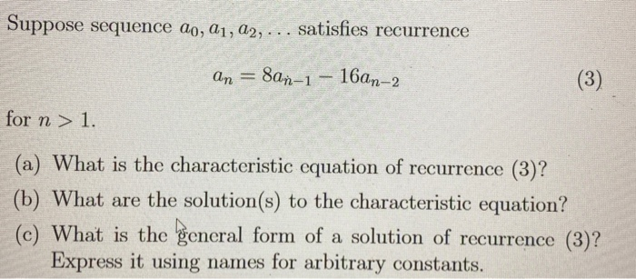 Solved Suppose sequence ao, Q1, 22, ... satisfies recurrence | Chegg.com