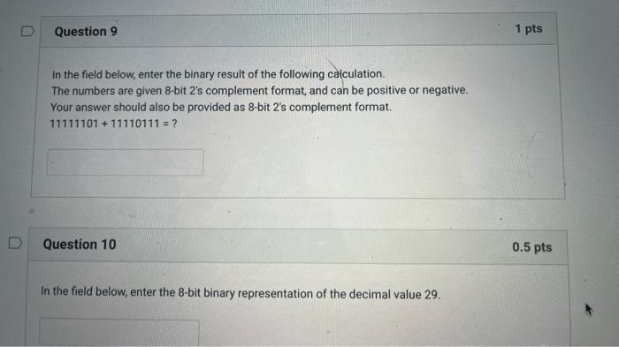 Solved In the field below, enter the binary result of the | Chegg.com