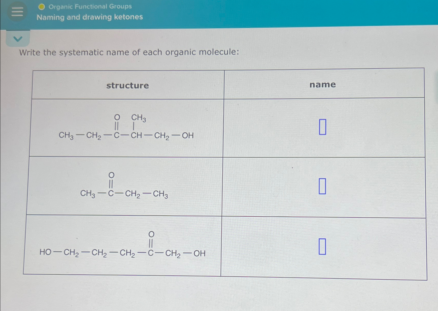 Organic Functional GroupsNaming and drawing | Chegg.com