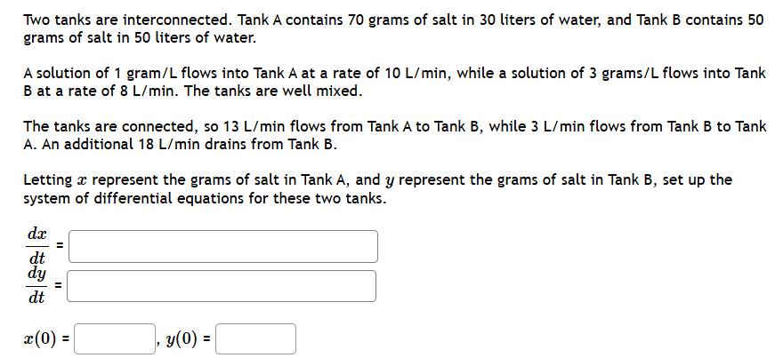 Solved Two tanks are interconnected. Tank A contains 70 | Chegg.com