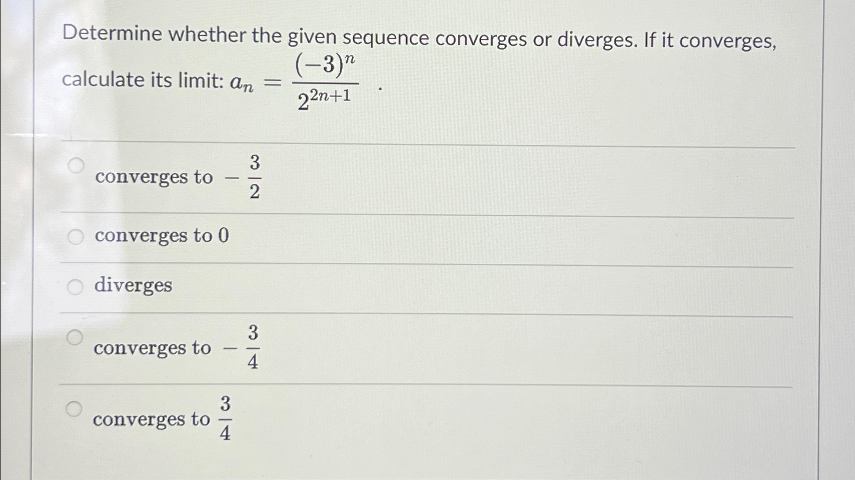 Solved Determine whether the given sequence converges or | Chegg.com