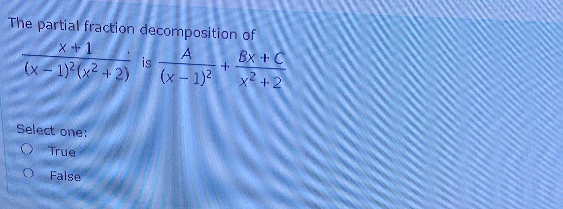Solved The partial fraction decomposition | Chegg.com