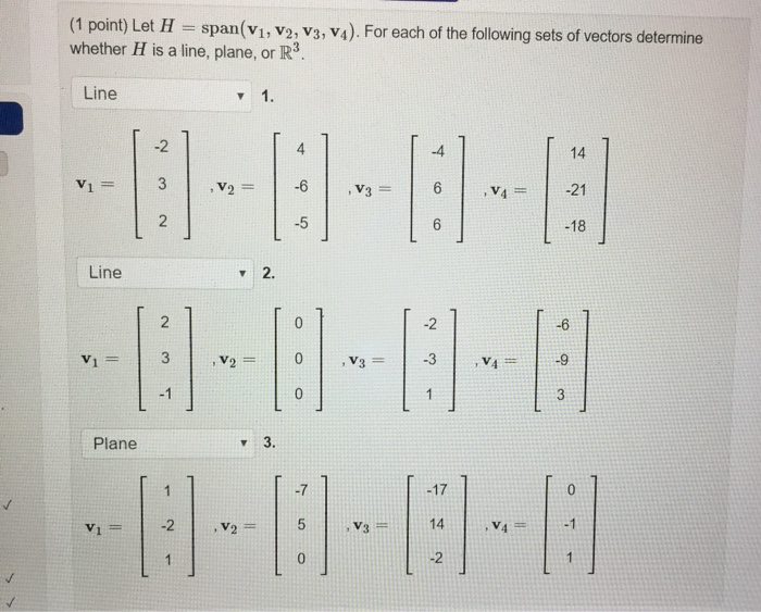 Solved (1 point) Determine whether or not the following sets | Chegg.com