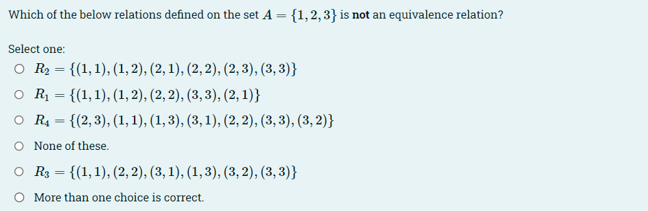 Solved Which of the below relations defined on the set | Chegg.com