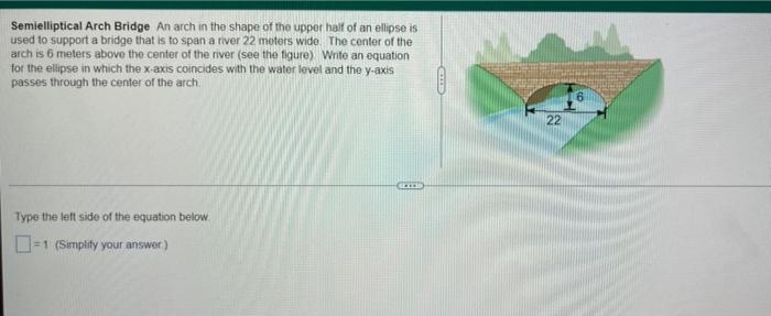 Solved Semielliptical Arch Bridge An arch in the shape of | Chegg.com