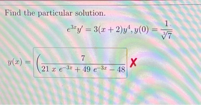 Solved Find the particular solution. | Chegg.com