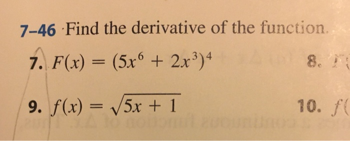 Solved 7-46 Find the derivative of the function. 7. F(x) = | Chegg.com