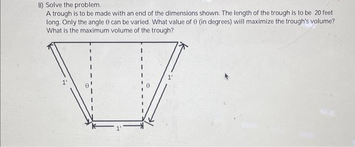 Solved Solve the problem. A trough is to be made with an end | Chegg.com