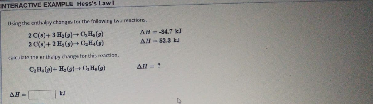Solved INTERACTIVE EXAMPLE Hess's Law IUsing the enthalpy | Chegg.com