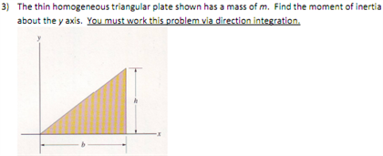 Solved The thin homogeneous triangular plate shown has a | Chegg.com