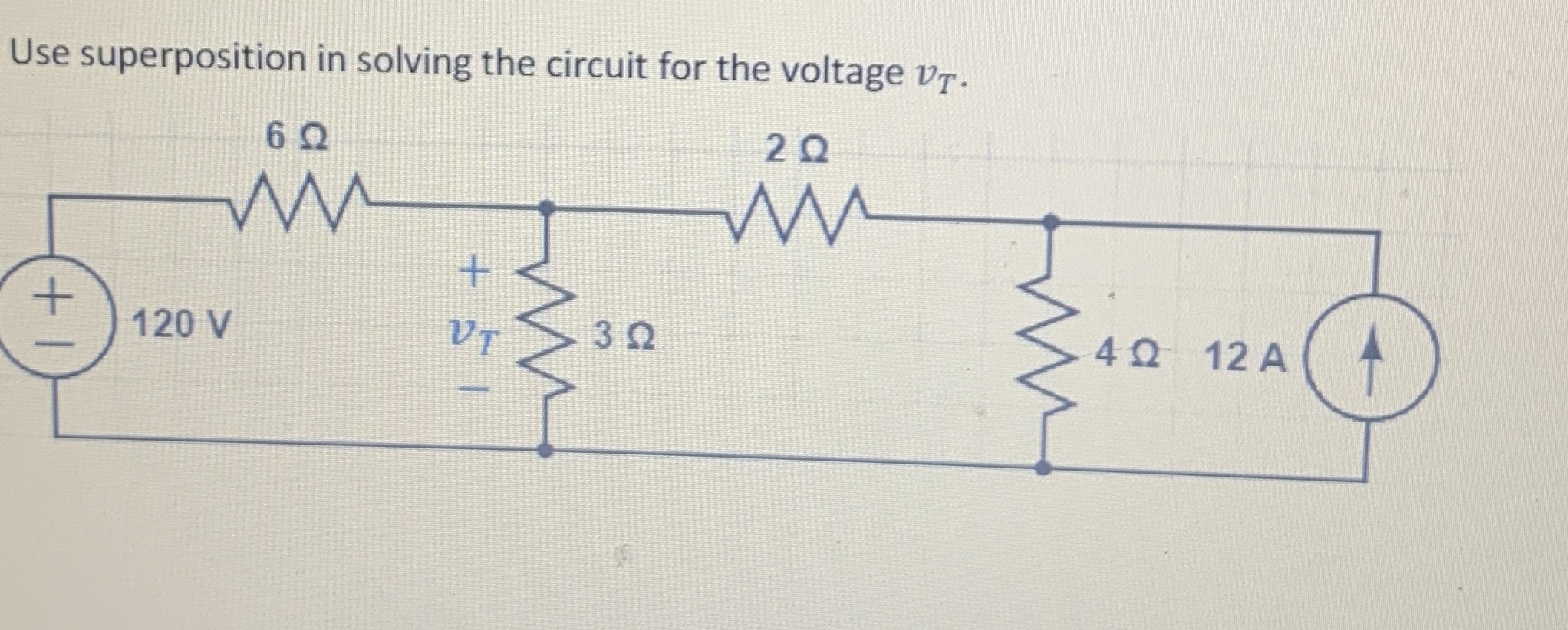 Solved Use superposition in solving the circuit for the | Chegg.com