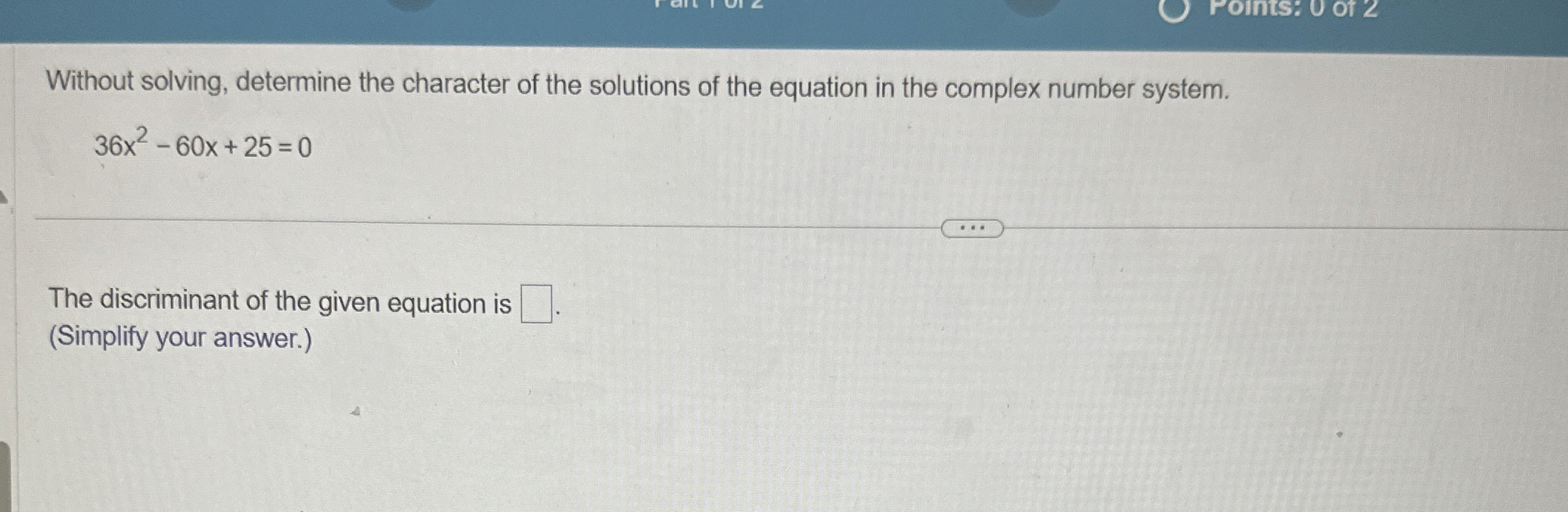 Solved Without solving, determine the character of the | Chegg.com