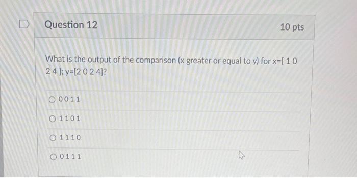 Solved What is the output of the comparison ( x greater or | Chegg.com