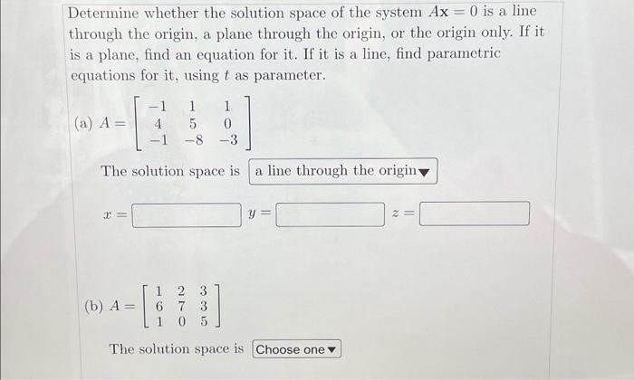 Solved Determine whether the solution space of the system | Chegg.com