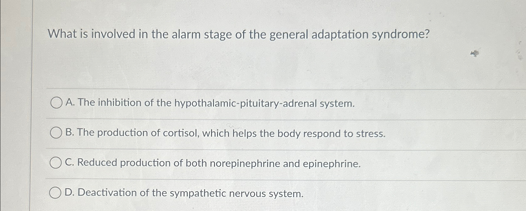 Solved What is involved in the alarm stage of the general | Chegg.com