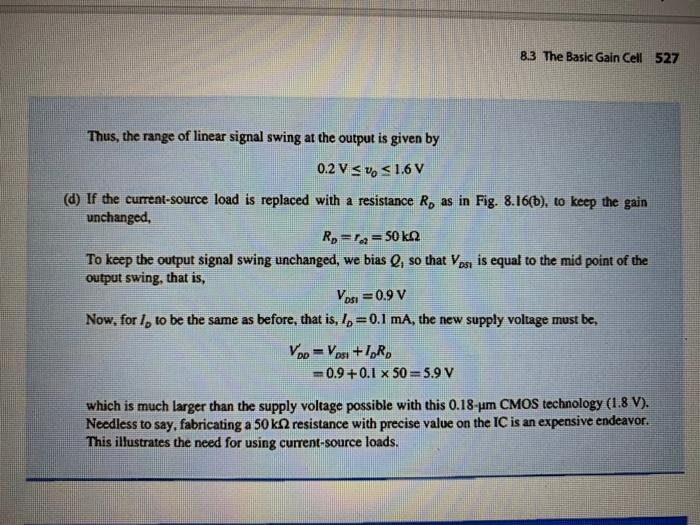 Solved Example 8.3 A practical circuit implementation of the | Chegg.com