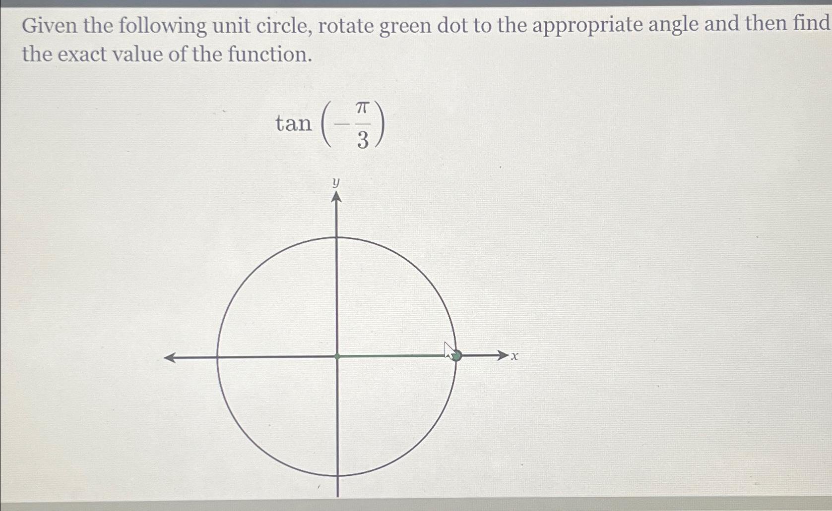 Given the following unit circle, rotate green dot to | Chegg.com