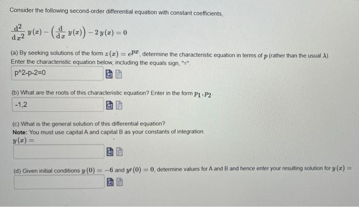 Solved Consider the following second-order differential | Chegg.com