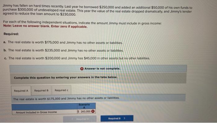 Solved Jimmy Has Fallen On Hard Times Recently Last Year He