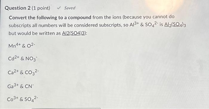 Solved Name the following compounds: Al2O3= ICl7= Sc2O3= | Chegg.com
