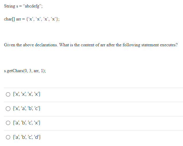 Solved String s= | Chegg.com
