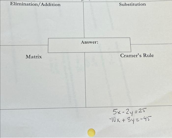 Solved solving sistems of equations show work on each way to | Chegg.com