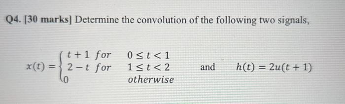 Solved Determine the convolution intergral of the following | Chegg.com