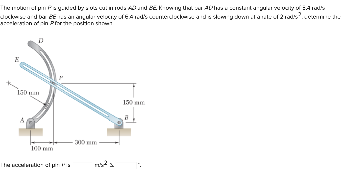 Solved The motion of pin P ﻿is guided by slots cut in rods | Chegg.com