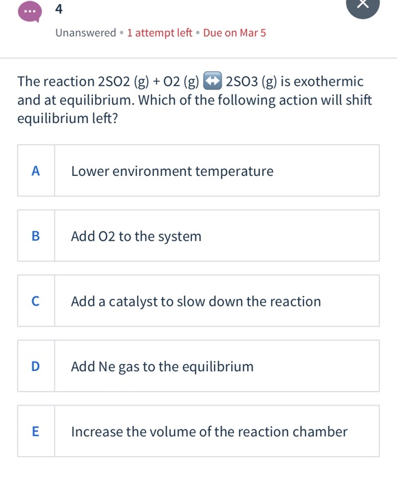 Solved X Unanswered 1 attempt left. Due on Mar 5 The | Chegg.com