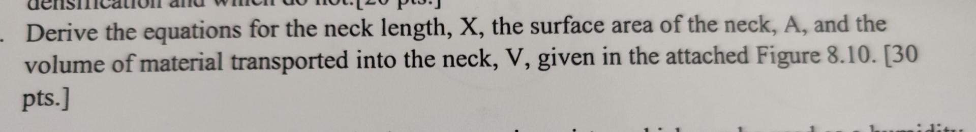 Derive the equations for the neck length, X, the | Chegg.com