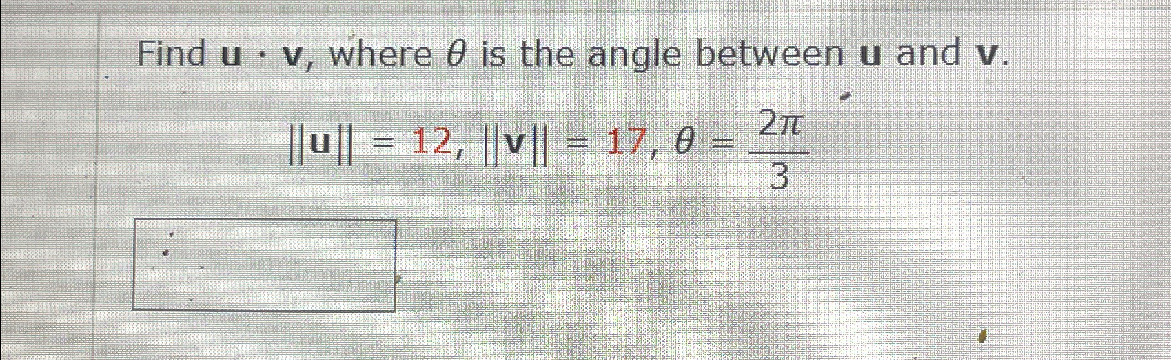 Solved Find u*v, ﻿where θ ﻿is the angle between u ﻿and | Chegg.com
