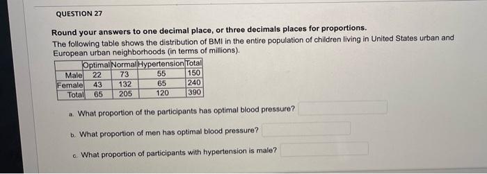 Solved Round your answers to one decimal place, or three | Chegg.com