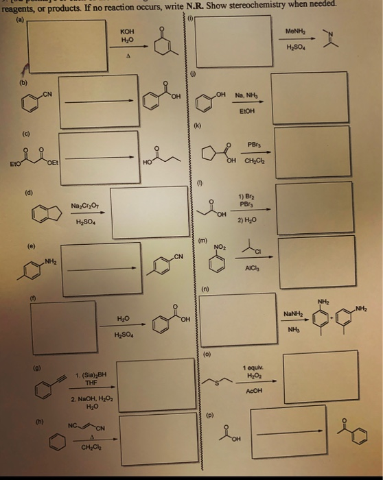 Solved reagents, or products. If no reaction occurs, write | Chegg.com